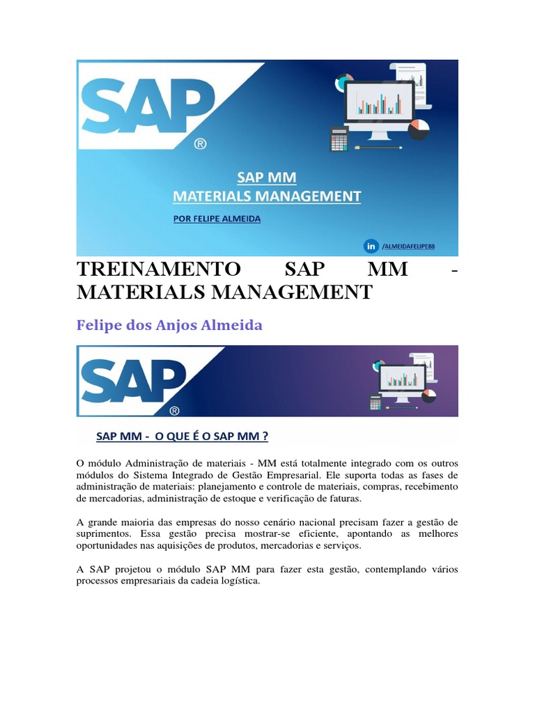 Treinamento SAP MM | PDF | Cadeia de suprimentos | Logística