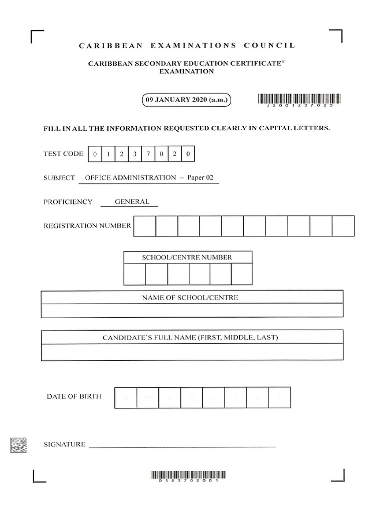 Office Administration Paper 02 JAN 2020 | PDF