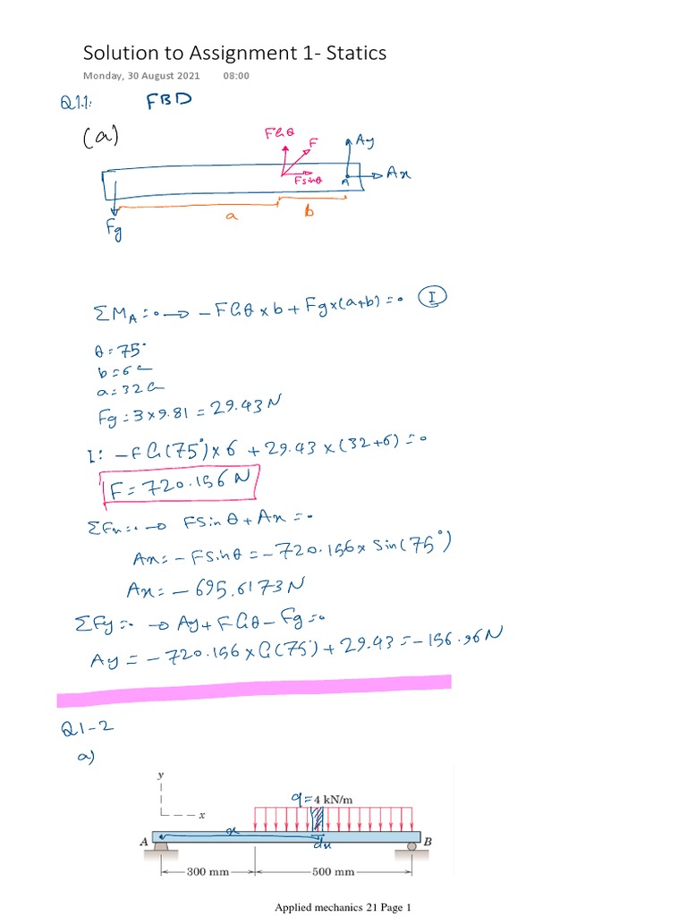 Solution A1 - Statics | PDF