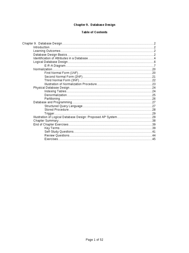 Chapter 9 Database Design Pdf Database Design Relational Database