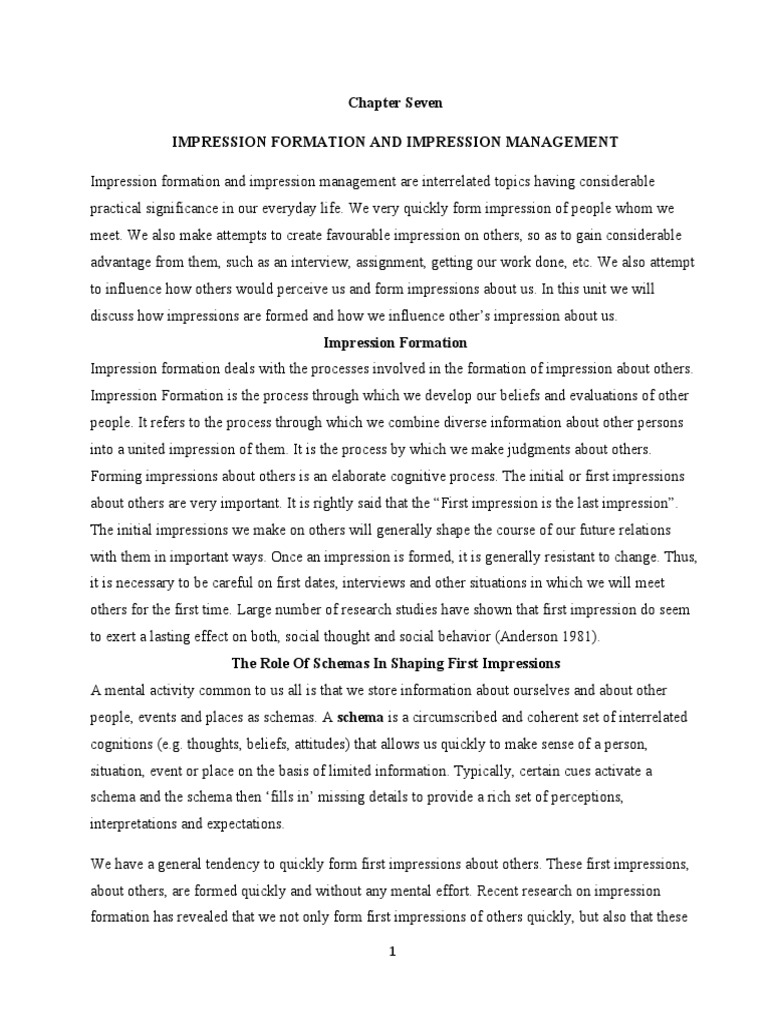 IMPRESSION FORMATION AND IMPRESSION MANAGEMENTSeven | Download Free PDF ...