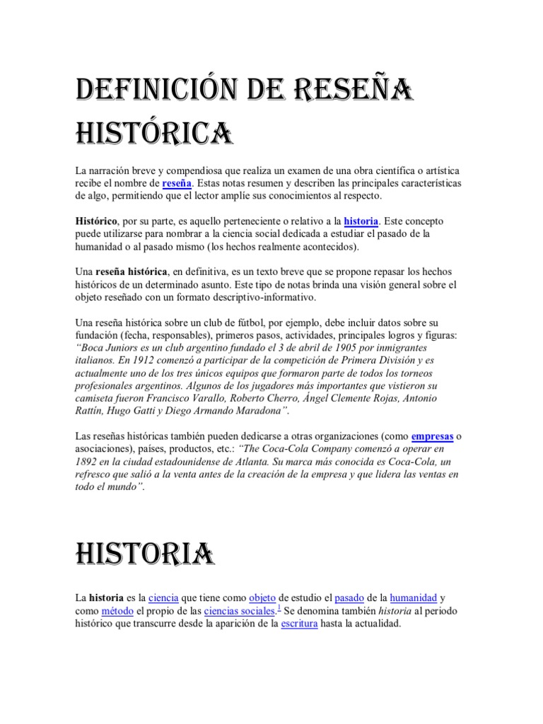 Definicion de Resena Historica | PDF