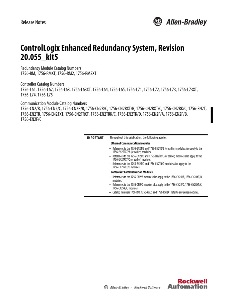 Controllogix Enhanced Redundancy System, Revision 20.055 - Kit5 | PDF ...
