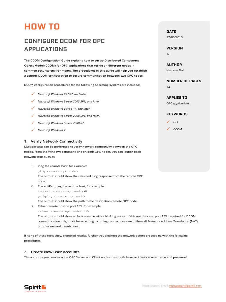 How To Configure Dcom For Opc Applications Pdf Component Object