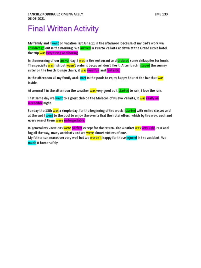 Final Written Activity | PDF