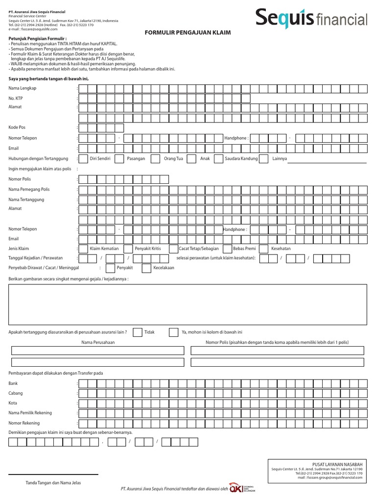 Form Pengajuan Klaim SQF Revisi | PDF