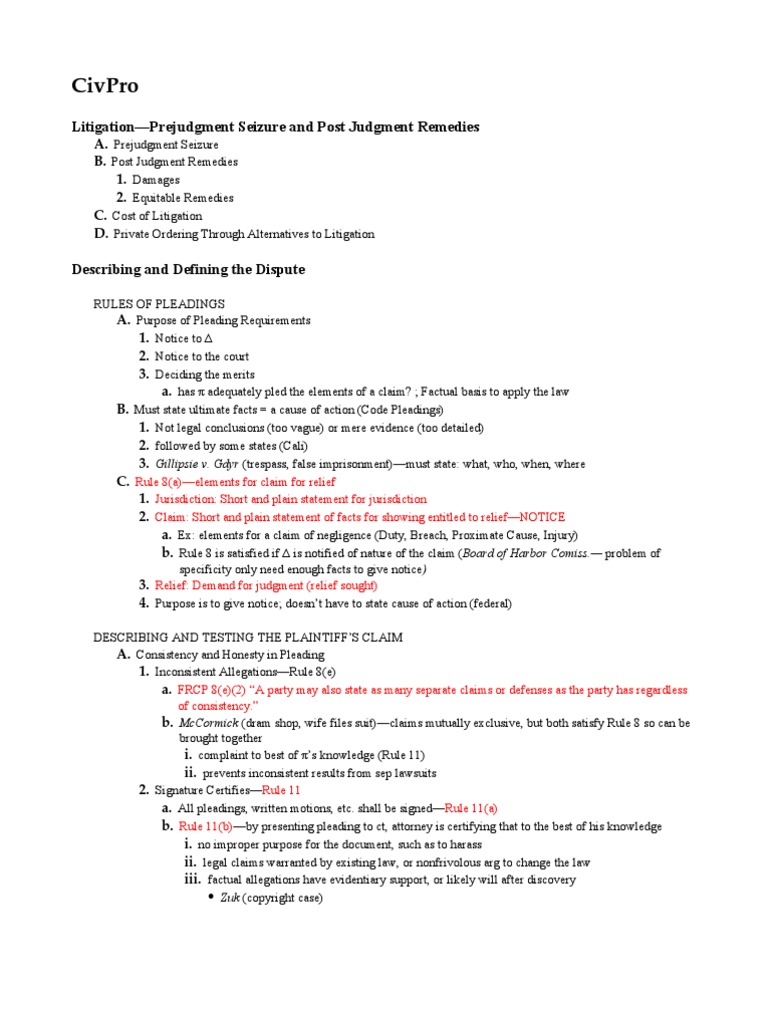 Civpro Litigation Prejudgment Seizure And Post Judgment Remedies PDF