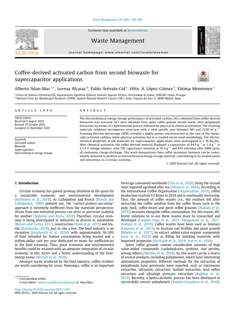 Coffee-Derived Activated Carbon From Second Biowaste For Supercapacitor ...