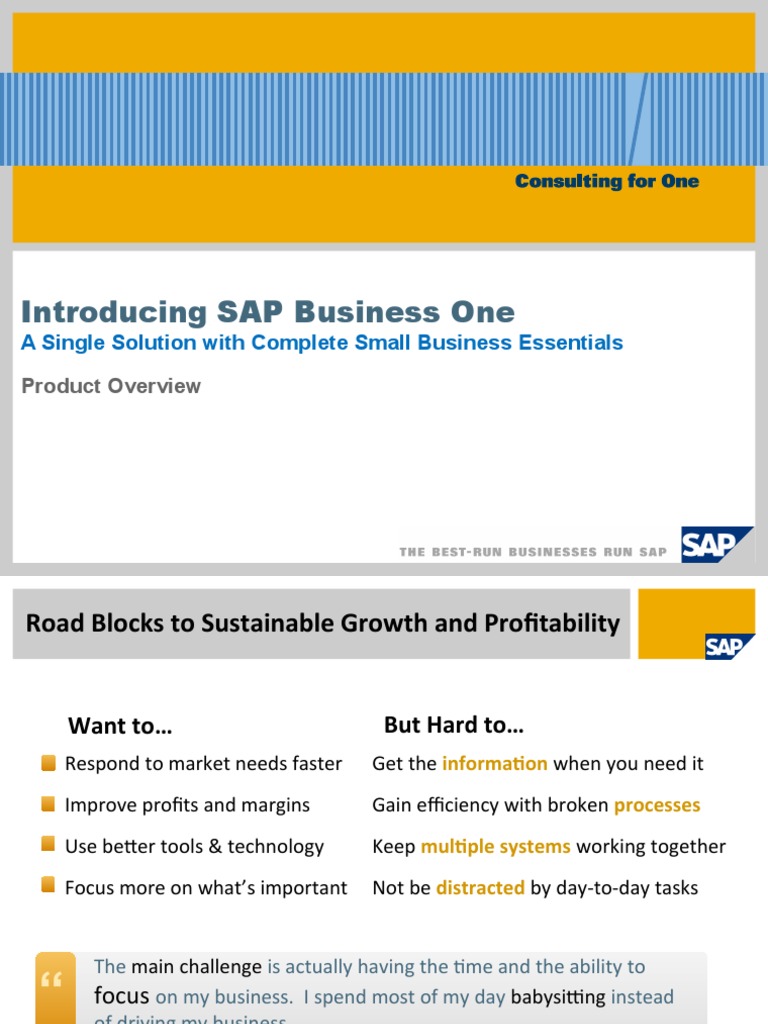 Introducing SAP Business One: A Single Solution With Complete Small ...