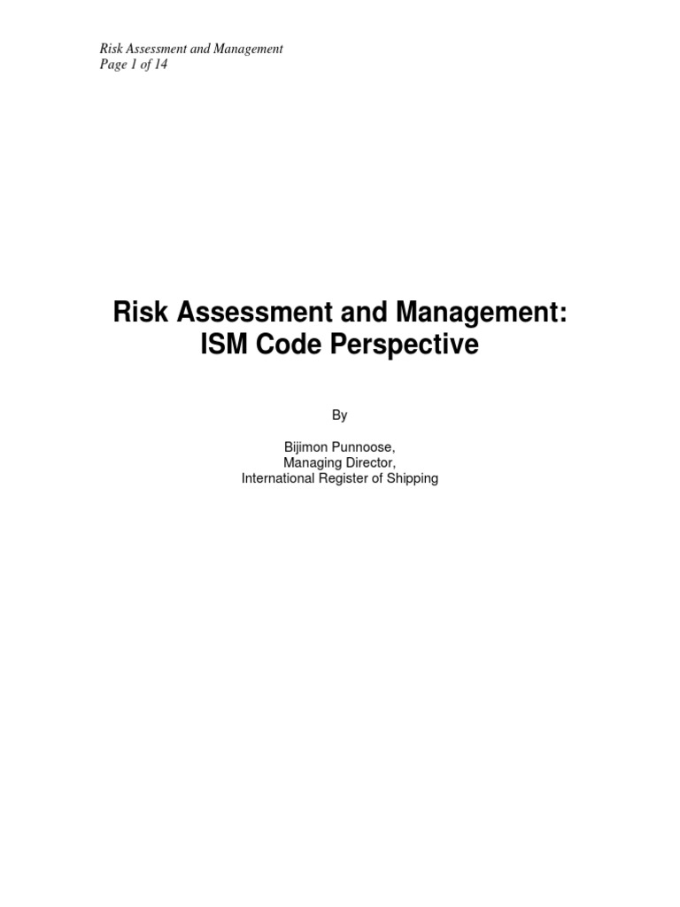 Risk Assessment and Management ISM Papers | PDF | Risk | Risk Assessment