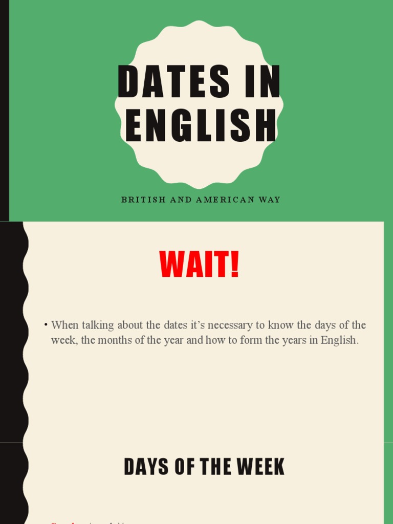 Dates in English: British and American Way | PDF