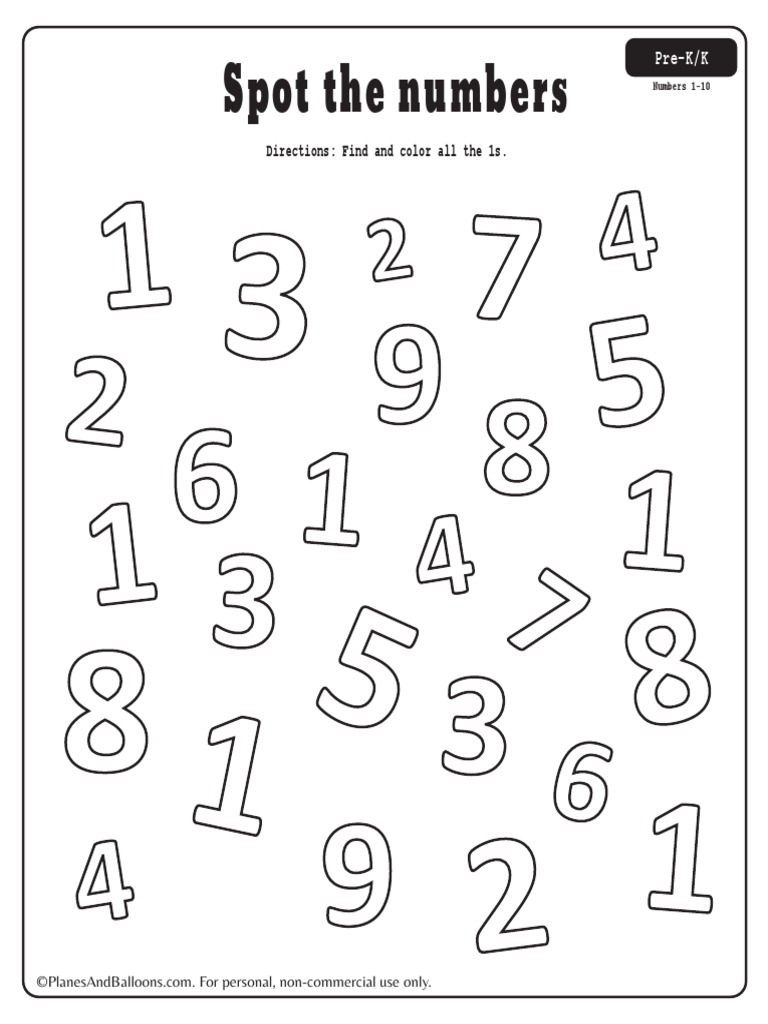 Free Number Find Worksheets 1-10 | PDF