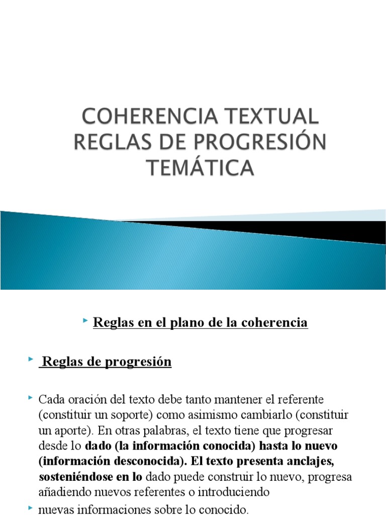 REGlAS DE PROGRESIÓN TEMÁTICA | PDF | Oración (Lingüística) | Asunto (gramática)
