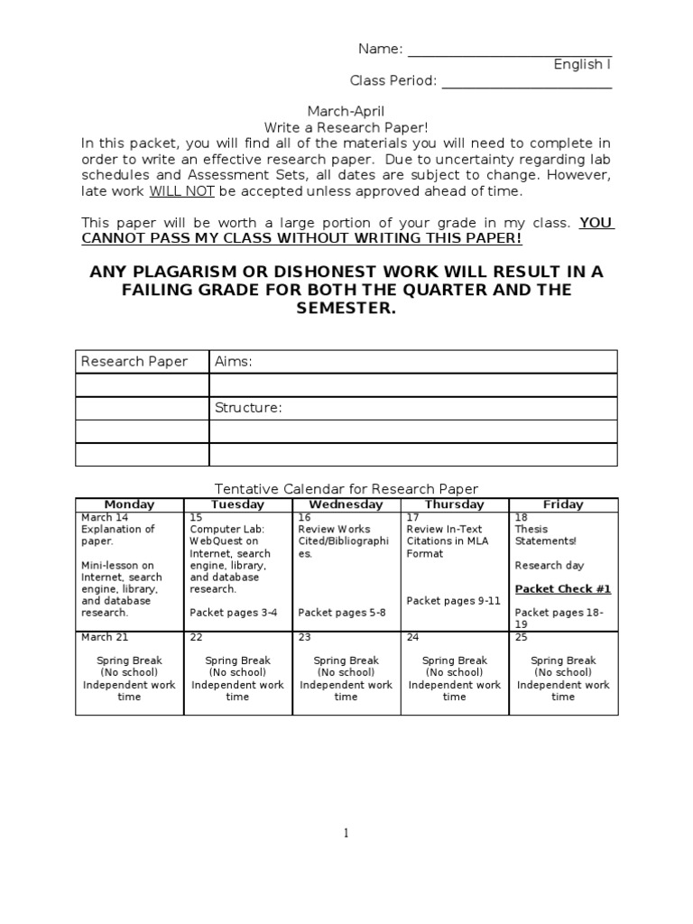 Research Paper Packet | PDF | Web Page | Citation