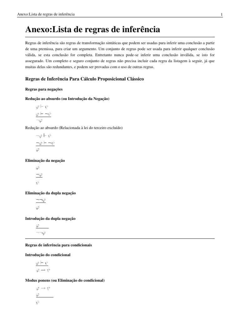 Regras de Inferência Lógica Proposicional | PDF | Lógica matemática ...