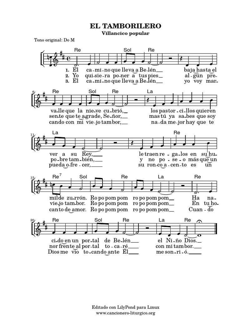 Partitura El-Tamborilero-C | PDF