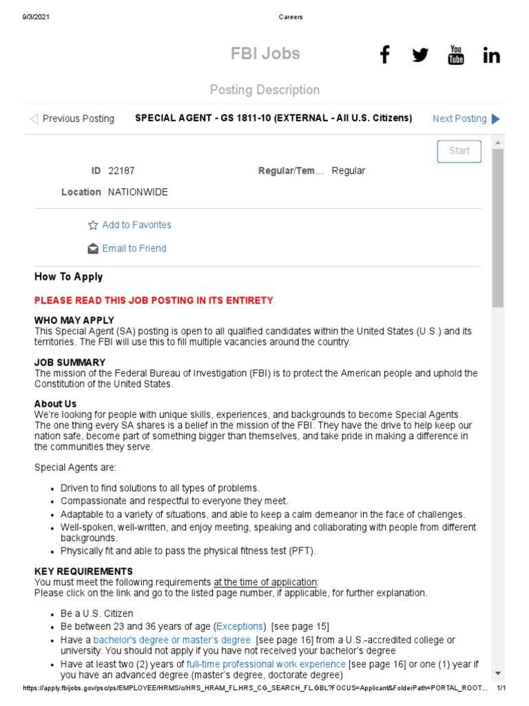 Fbi Career | PDF | Special Agent | Federal Bureau Of Investigation
