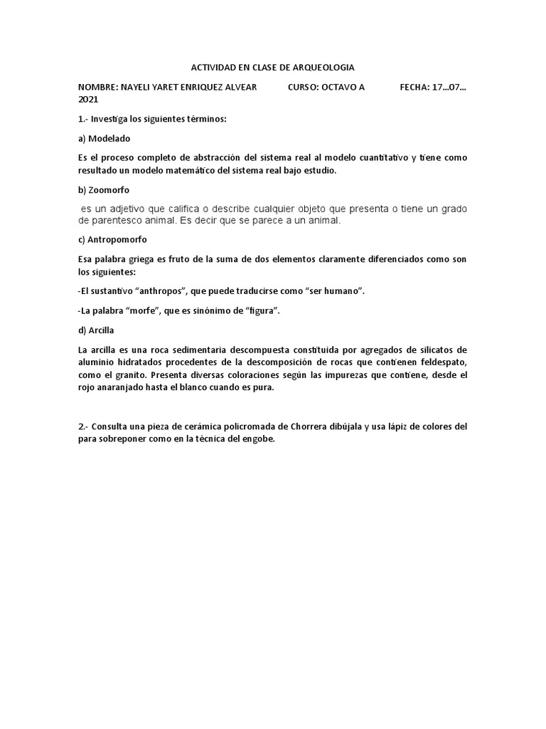 Actividad en Clase de Arqueologia 8vo | PDF | Libros para adolescentes