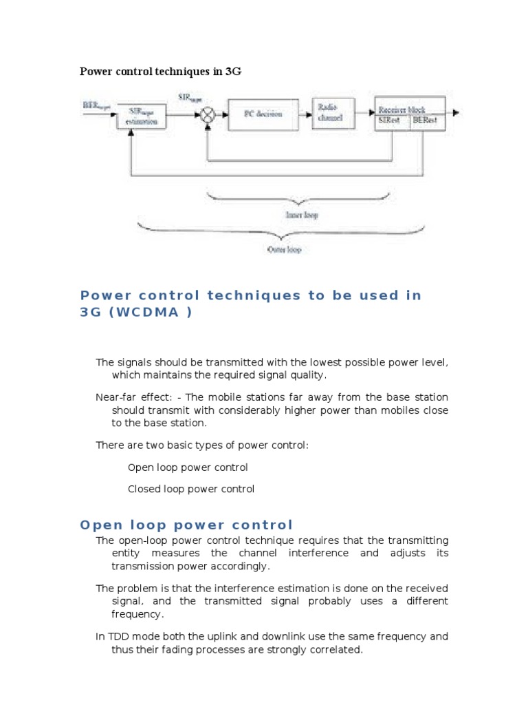 Power Control Techniques To Be Used in 3G (Wcdma) | PDF | Control ...