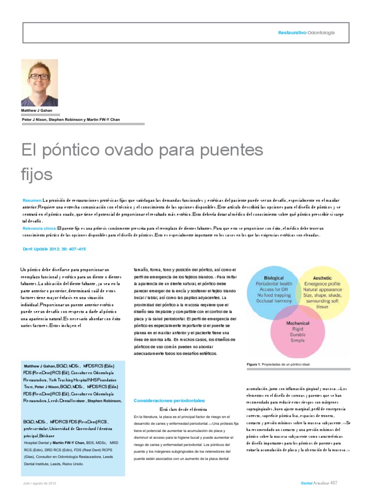 Diseño de Póntico Ovado en Odontología | PDF | Odontología | Dentadura ...