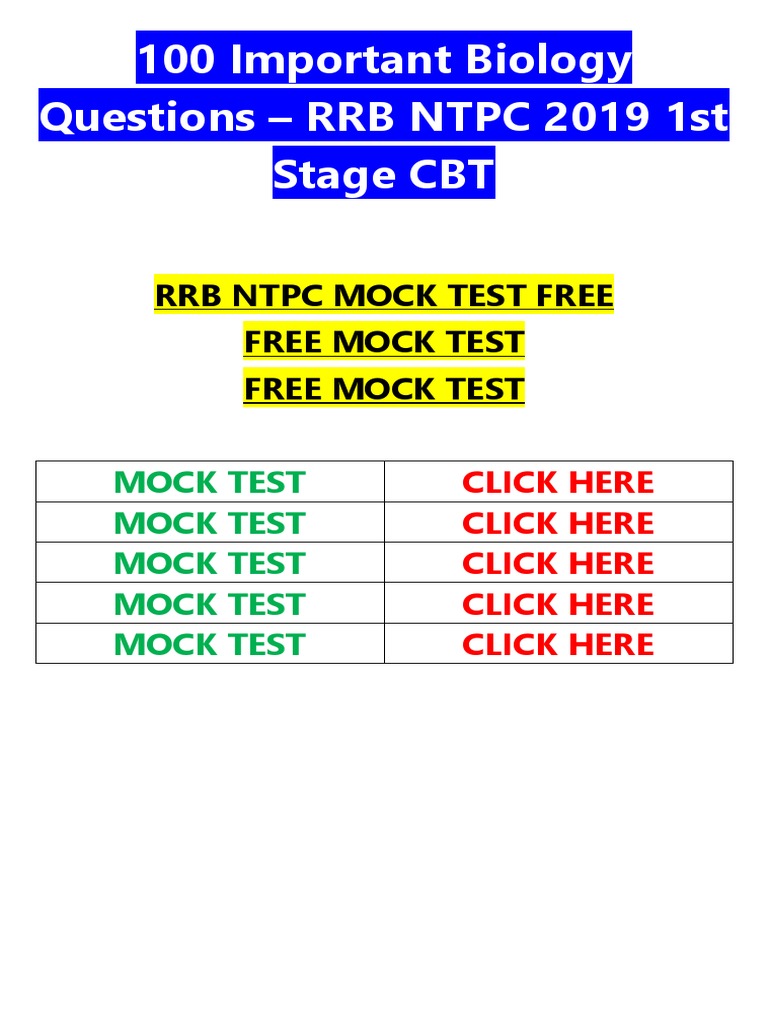 100 Important Biology Questions | PDF | Human Body | Blood