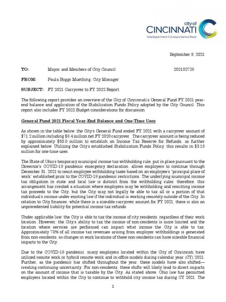 FY 2021 Carryover Funds | Descargar gratis PDF | Taxes | Tax Refund