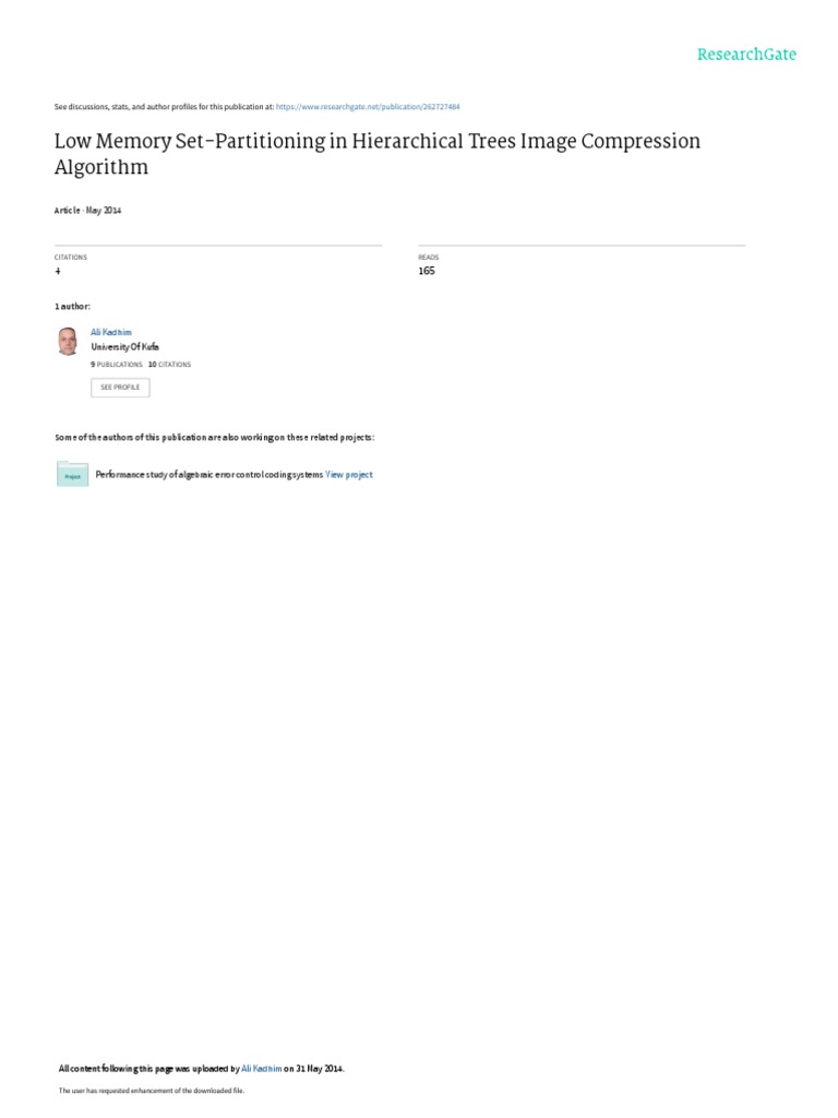 IJENS - Low Memory Set-Partitioning in Hierarchical Trees Image Compression Algorithm | PDF ...