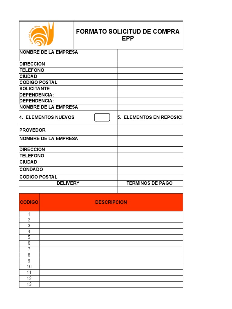 Formato de Solicitud de Compra de Epp | PDF