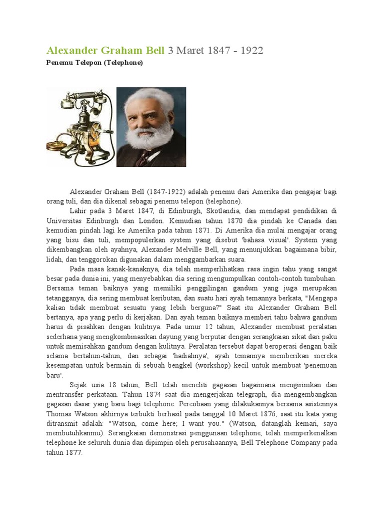 Teks Eksplanasi Alexander Graham Bell | PDF | Klasik