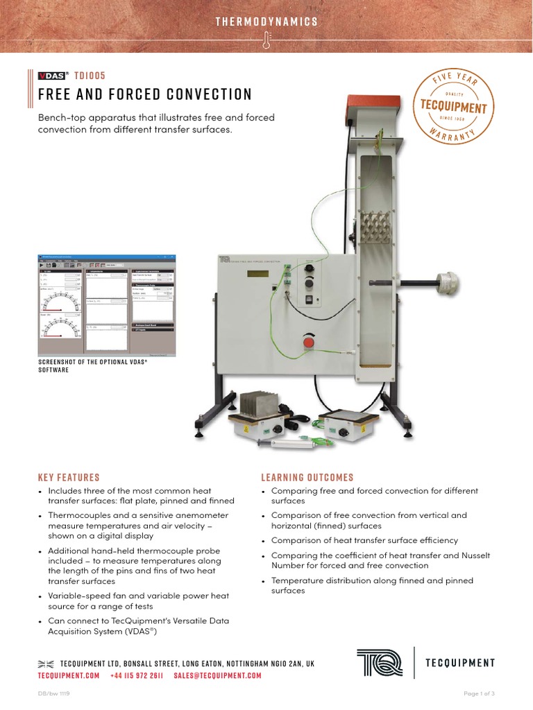 TD1005 Free and Forced Convection Datasheet | PDF | Heat | Heat Transfer