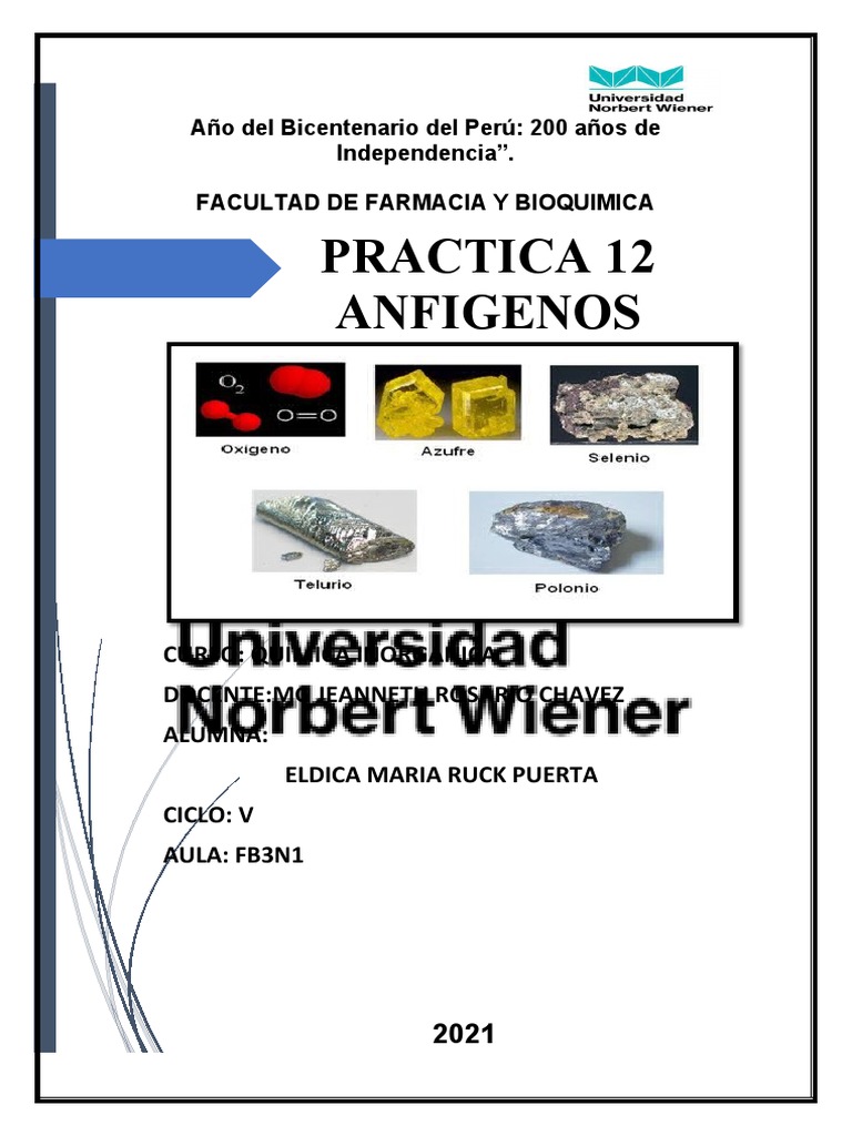 Propiedades y Reacciones de Anfígenos | PDF | Azufre | Dióxido de azufre