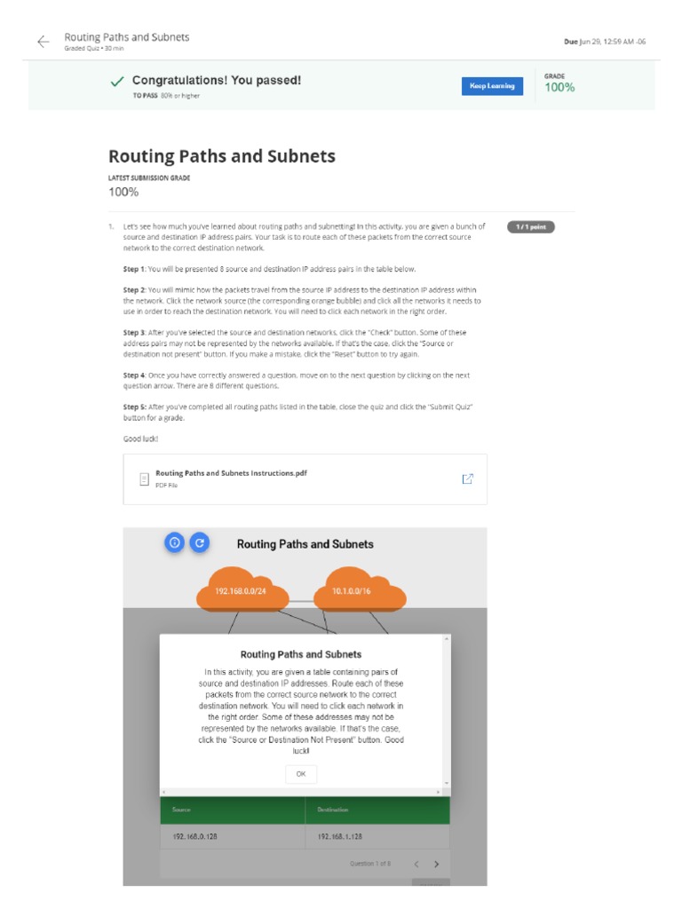 Routing Paths and Subnets 100% | PDF