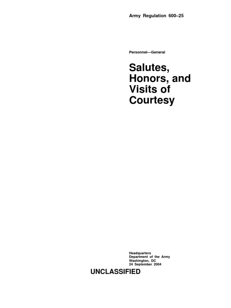 AR 600-25 Customs and Courtesy | PDF | Officer (Armed Forces) | Cadet