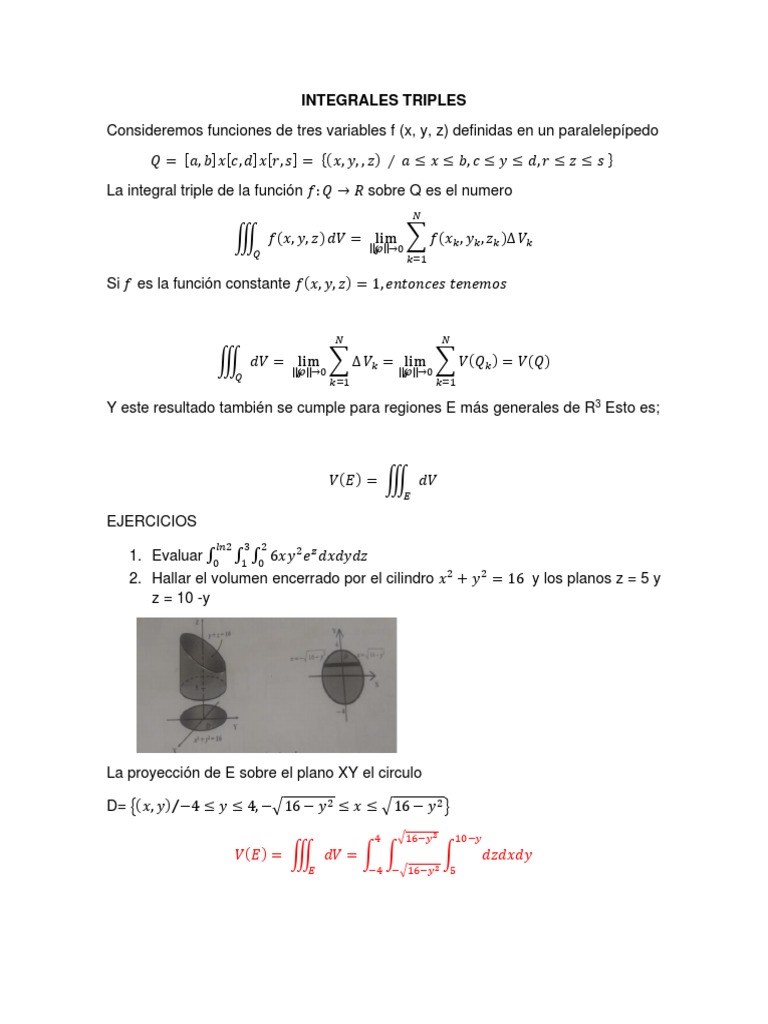 Ejercicios de Integrales Triples | PDF | Integral | Esfera