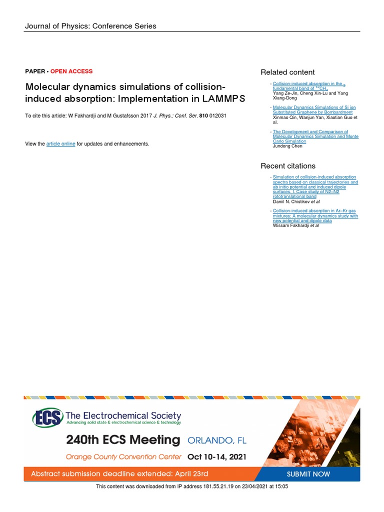Molecular Dynamics Simulations of Collision-Induced Absorption ...