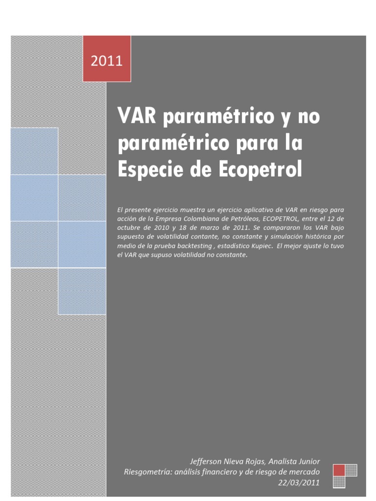 Ecopetrol - Var Parametrico y No Parametrico | PDF | Volatilidad ...
