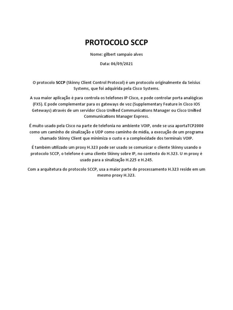 Protocolo SCCP | PDF