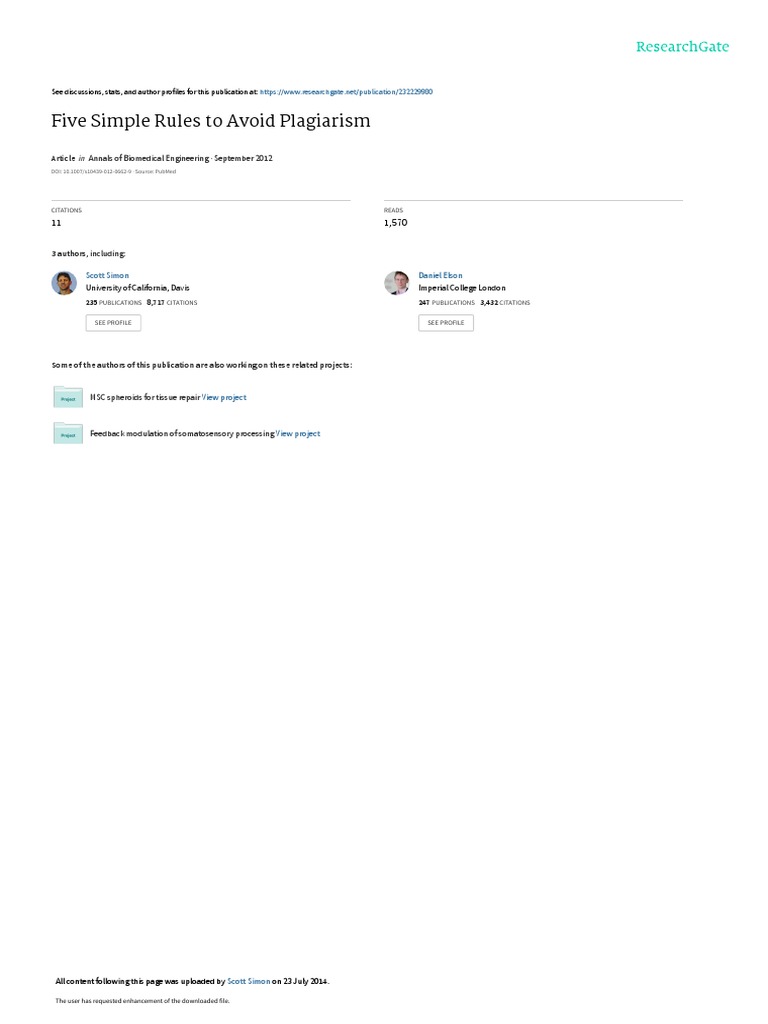 Five Simple Rules To Avoid Plagiarism | PDF | Plagiarism | Communication