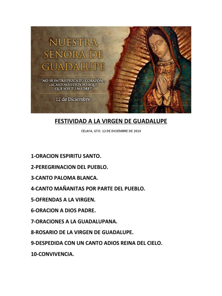 Festividad A La Virgen de Guadalupe | PDF | Cocina, comidas y vino