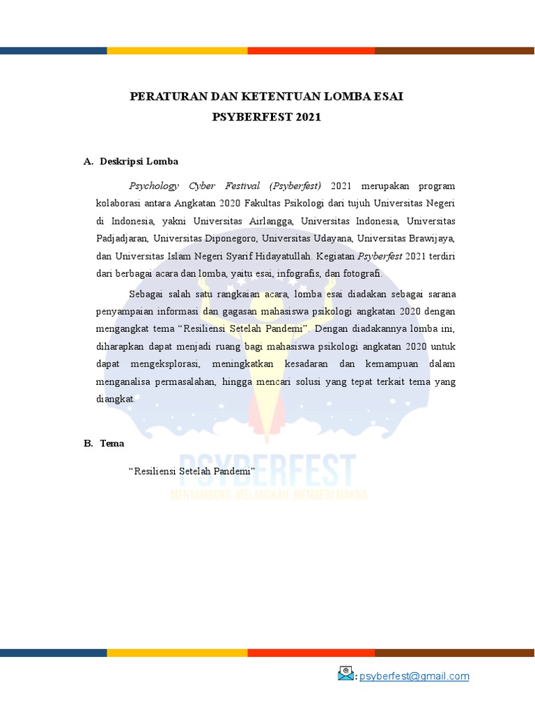 Peraturan Dan Ketentuan Lomba Esai | PDF