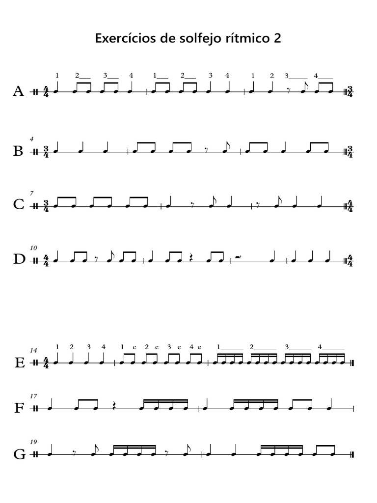 Exercícios de Solfejo Rítmico 2 | PDF