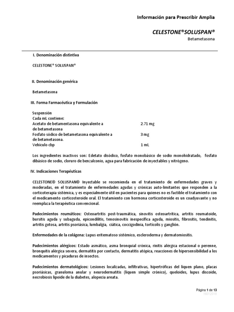 CELESTONE SOLUSPAN - tcm5528-935659 | PDF | Corticosteroides | Tuberculosis