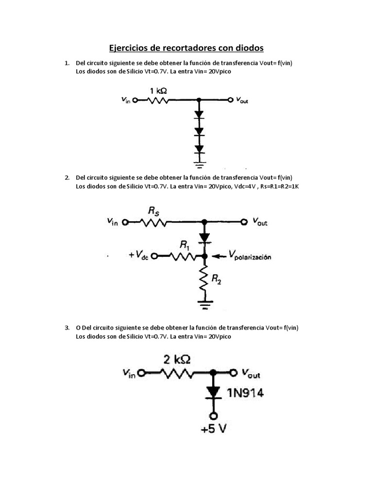Ejercicios de Recortadores Con Diodos | PDF