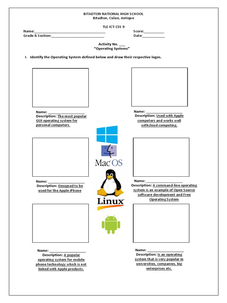 Activity Sheet - Operating Systems | PDF | Operating System | Apple Inc.