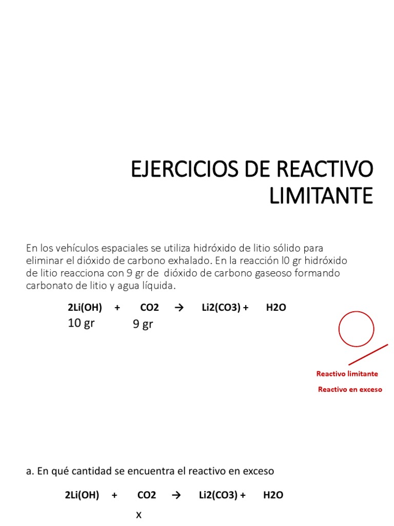 Ejercicios Reactivo Limitante Clases Resueltos | PDF | Amoníaco | Dióxido de carbono