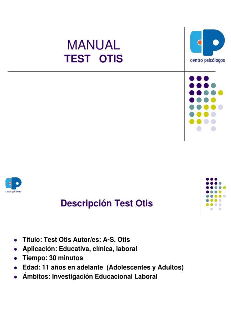 Manual del Test Otis: Aplicación y Corrección | PDF