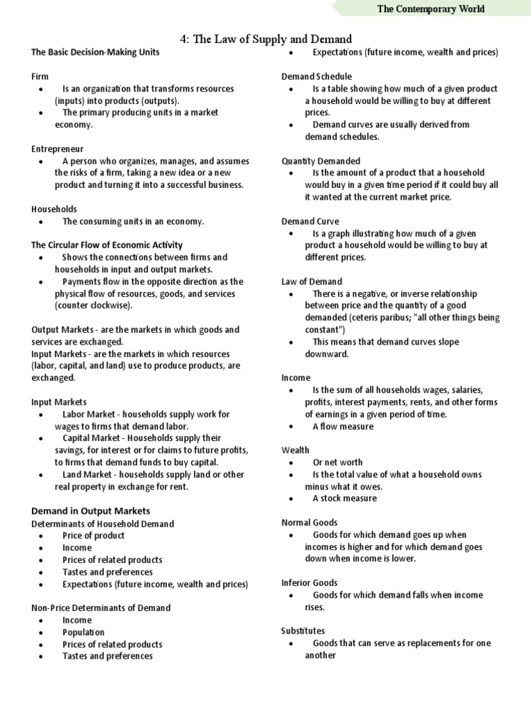 Supply and Demand: Key Concepts | PDF | Supply And Demand | Supply ...