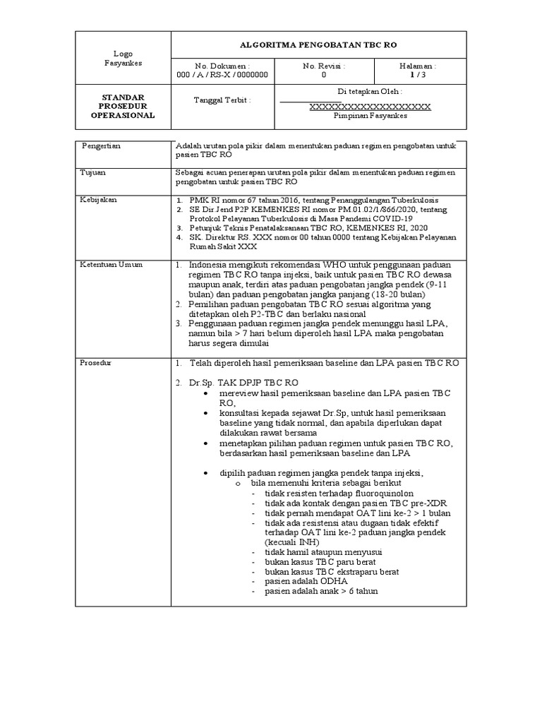 017-Spo-Algoritme Pengobatan TBC | PDF