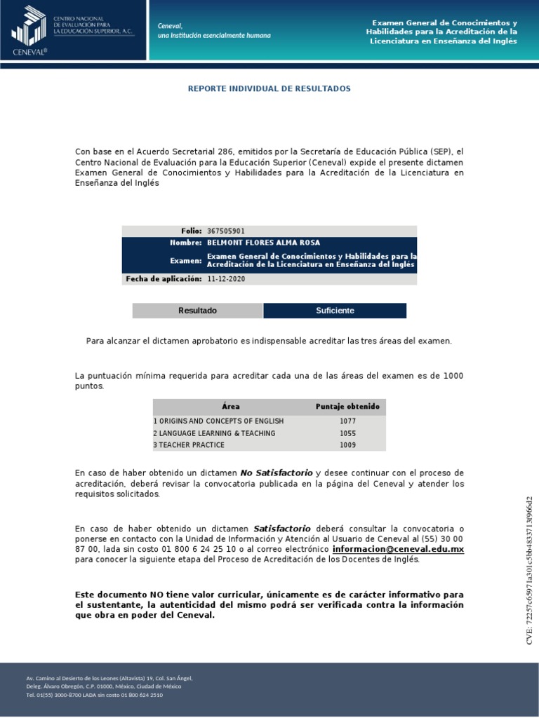 Ceneval 1ra Etapa | PDF | Prueba (evaluación) | Evaluación educativa y ...