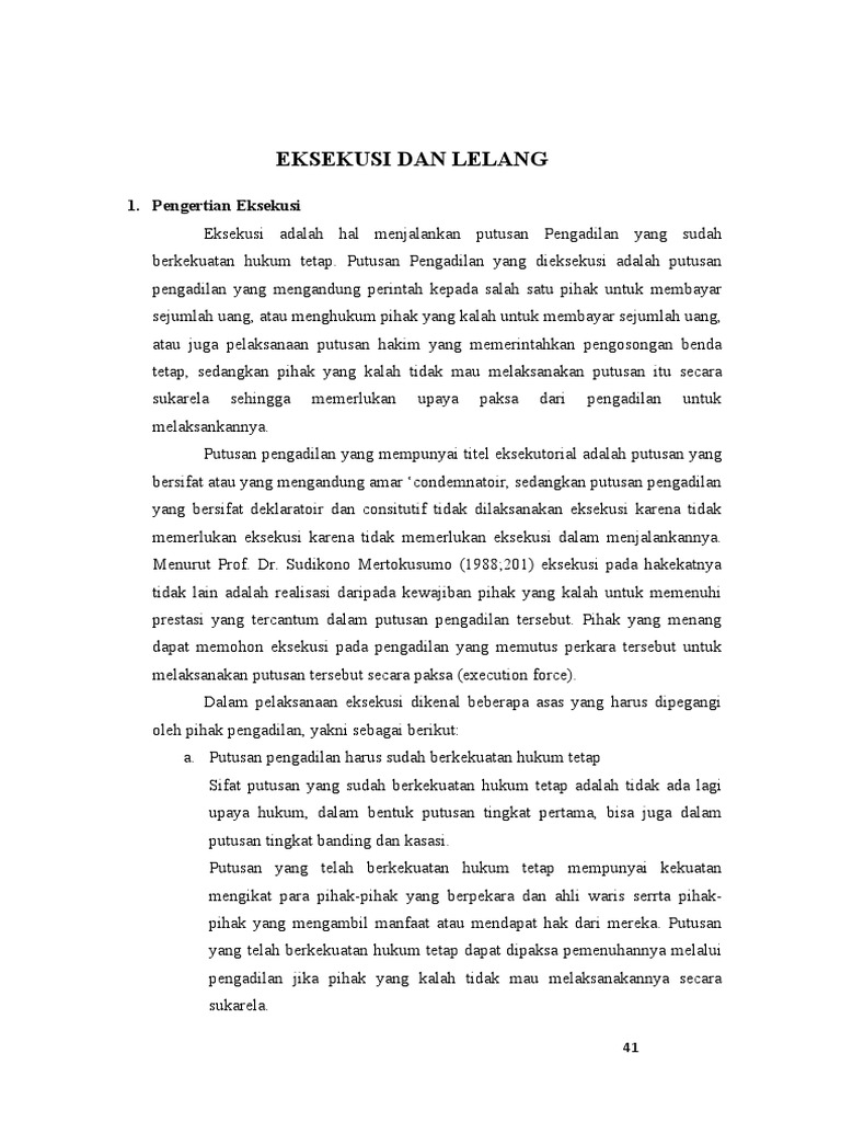 Proses Eksekusi Lelang dalam Hukum | PDF | Hukum